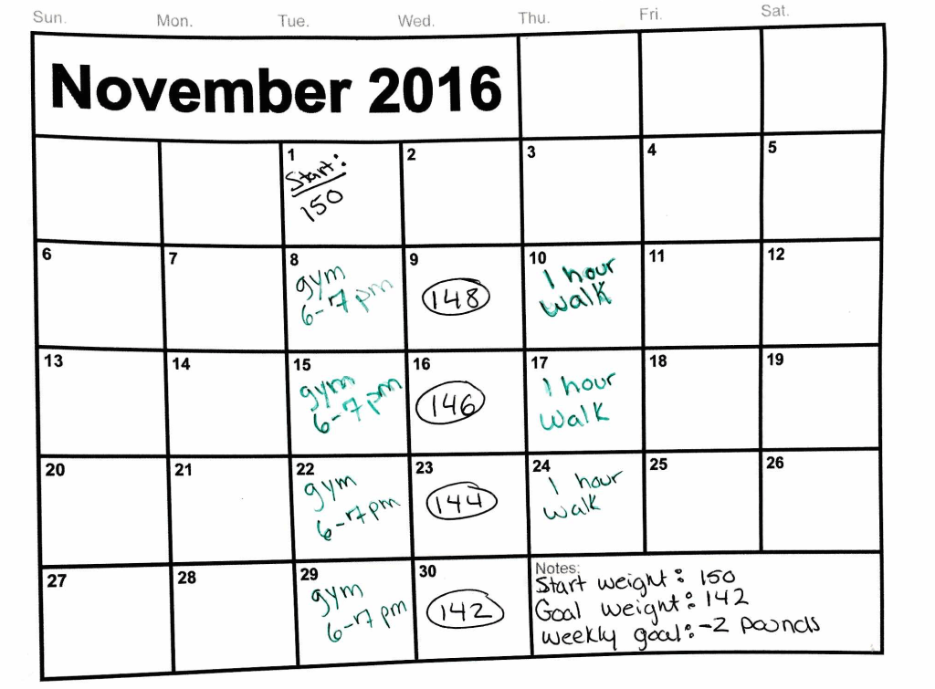 How a Blank Calendar Can Help You Lose Weight – Fat Girls Fitness